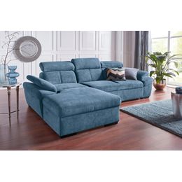 Ecksofa, B:280cm H:77cm T:170cm, blau, exxpo - SOFA FASHION, Wohnzimmer, Sofas, "Salerno, inkl. Arm-& Kopfteilverstellung, bequem, Breite 280cm,