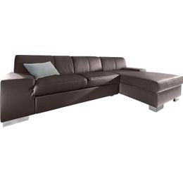 Ecksofa DOMO collection, B:248cm H:74cm T:150cm, braun, Softlux-Kunstleder;Primabelle-Microfaser;Struktur (90% Polyester und 10% Polyacryl),