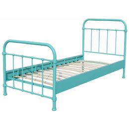 Einzelbett Vipack, B:95cm H:100cm L:210cm, blau, Betten, "New York, Bettgestell Metall, pulverbeschichtet, in zeitlosem Design", zwei Breiten und