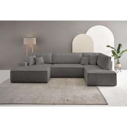 Wohnlandschaft OTTO HOME, B:329cm H:85cm T:195cm, grau, Bezugstoff 100% PES ;Gramatur 400g/qm +/- 5%, Sofas, "FINNLEY, U-Form XXL 329 cm, Schlafsofa,