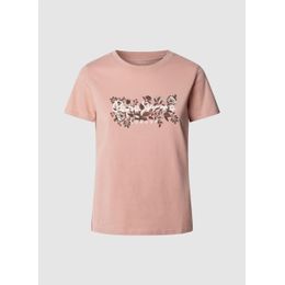 Pepe Jeans Damen T-Shirt "ROSALIND", rosa, Gr. L, bedruckt, Single Jersey, Obermaterial: 100% Baumwolle, Shirts, mit floralem Print vorn