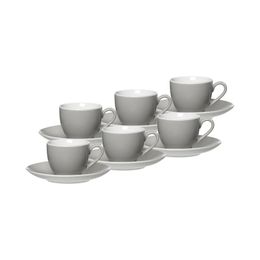 Ritzenhoff & Breker Tasse "Espressotassen und -untertassen Doppio 80 ml 6er Set", grau, RITZENHOFF & BREKER, Trinkgefäße