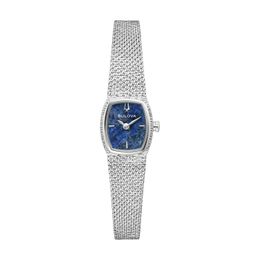 Quarzuhr Bulova "Goddess of Time", silberfarben, blau, Armbanduhren, Damen, Quarzuhr