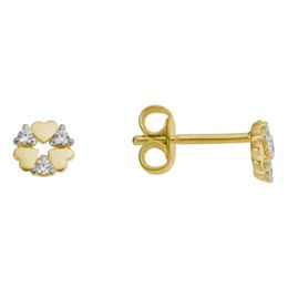 Firetti Kinder Paar Ohrstecker "Schmuck Geschenk Gold 333 Ohrschmuck Ohrringe Kreis Herz", 4,5mm, 0,06 P2 = erkennbare Einschlüsse, Diamanten