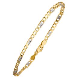 Jobo Damen Goldarmband, 19cm, Gelbgold 333, gold, Gelbgold 333, Armbänder, Steg-Panzerarmband 333 Gold bicolor 19 cm