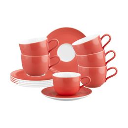 Seltmann Weiden Tasse "Kaffeetassen mit Untertassen Liberty Pure Colors 260 ml 6er Set", 12 tlg., rot, Trinkgefäße