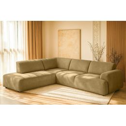 Ecksofa Home Affaire, B:282cm H:75cm T:223cm, gelb, 90% PES, 10% Nylon, Wohnzimmer, Sofas, "Linkka, Breite 282 cm", L-Form, in einem weichen