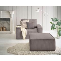 Sessel Home Affaire, B:120cm H:85cm T:166cm, beige, 100% Polyester, Sessel, "SHERWOOD", Loveseat und Hocker im Set, passend zur Polster-Serie SHERWOOD