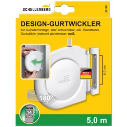 Schellenberg Aufputz-Gurtwickler "Minisystem, Design-Gurtwickler inkl. 5 m Gurtband", 2 Stk., wei&szlig;, Gurtwickler, Aufschraubwickler zum &ouml;ffnen,
