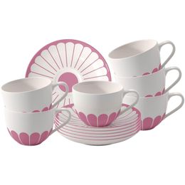 Villeroy & Boch VILLEROY & BOCH Tasse "Kaffeetassen mit Untertassen Fleur Couleur 160 ml 6er Set", 6 tlg., lila, Trinkgefäße