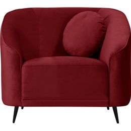 Sessel Home Affaire, B:100cm H:81cm T:80cm, rot, 100% Polyester, Wohnzimmer, Sessel, "Ashly", in 3 Bezugsvarianten, Boucl&eacute;, Samtoptik und Struktur