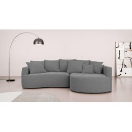 Ecksofa Home Affaire, B:255cm H:90cm T:181cm, grau, 100% Polyester, Wohnzimmer, Sofas, "Kahekili, Schlafsofa mit Bettkasten, Maße B/T/H: 255/181/90/