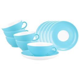 Seltmann Weiden Tasse "Teetassen mit Untertassen Liberty Pure Colors 140 ml 6er Set", 12 tlg.lagoon blau, Trinkgef&auml;&szlig;e