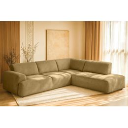 Ecksofa Home Affaire, B:282cm H:75cm T:223cm, gelb, 90% PES, 10% Nylon, Wohnzimmer, Sofas, "Linkka, Breite 282 cm", L-Form, in einem weichen