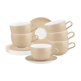 Seltmann Weiden Tasse "Milchkaffeetassen mit Untertassen Liberty Pure Colors 380 ml 6er Set", 12 tlg., beige, Trinkgef&auml;&szlig;e