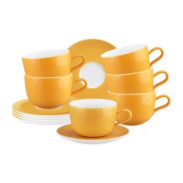 Seltmann Weiden Tasse "Milchkaffeetassen mit Untertassen Liberty Pure Colors 380 ml 6er Set", 12 tlg., orange, Trinkgef&auml;&szlig;e