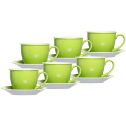 Ritzenhoff & Breker Tasse "Milchkaffee Tassen mit Untertassen Doppio 350 ml 6er Set", grün, RITZENHOFF & BREKER, Trinkgefäße