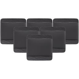 Villeroy & Boch VILLEROY & BOCH Speiseteller "Speiseteller quadratisch Manufacture Rock 28 x 28 cm 6er Set schwarz", L:27,9cm, schwarz, Speiseteller