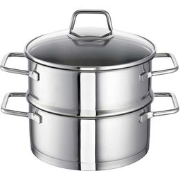 Schulte Ufer SCHULTE-UFER Dampfgartopf "Wega", 1,4 l + &Oslash; 16cm, silber, T&ouml;pfe, Dampfkochtopf, Induktion