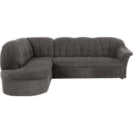Ecksofa DOMO collection, B:246cm H:82cm T:180cm, grau, 95% Polyester, 5% Nylon, Wohnzimmer, Sofas, "Pegnitz, zeitlose und elegante Rückensteppung,