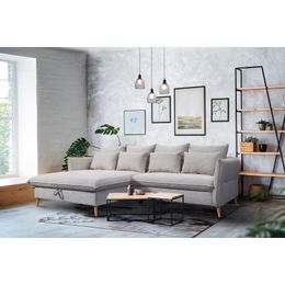 Ecksofa, B:274cm H:88cm T:170cm, beige, exxpo - SOFA FASHION, Wohnzimmer, Sofas, "WALPY, elegant & modern, bequem, schmale Armlehnen, Breite 274cm",