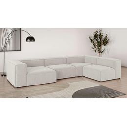Wohnlandschaft OTTO HOME, B:360cm H:72cm T:200cm, beige, 100% Polyester, Sofas, "HAILY U-Form mit Ottomane links/rechts, Maße B/T/H: 360/200/72 cm",