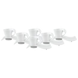 Villeroy & Boch VILLEROY & BOCH Tasse "Espressotassen mit Unterteller NewWave Caff&egrave; 80 ml 6er Set wei&szlig;", wei&szlig;, Trinkgef&auml;&szlig;e