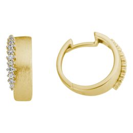 Firetti Kinder Paar Creolen "Schmuck Geschenk Gold 333 Ohrschmuck Ohrringe Plättchen", 12mm, 0,14 P2 = erkennbare Einschlüsse, Diamanten Gelbgold
