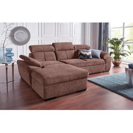 Ecksofa, B:280cm H:77cm T:170cm, braun, exxpo - SOFA FASHION, Wohnzimmer, Sofas, "Salerno, inkl. Arm-& Kopfteilverstellung, bequem, Breite 280cm,