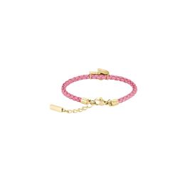 Lacoste Kinder Armband "CUTIE CROC", 16cm, Edelstahl Ledergelbgoldfarben, rosa, Edelstahl, Leder, Armb&auml;nder