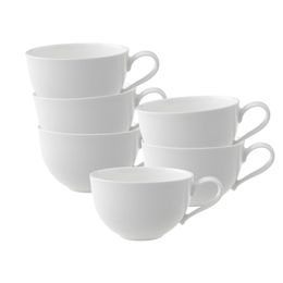 Villeroy & Boch VILLEROY & BOCH Tasse "Cappuccinotassen New Cottage Basic 290 ml 6er Set weiß", weiß, Trinkgefäße