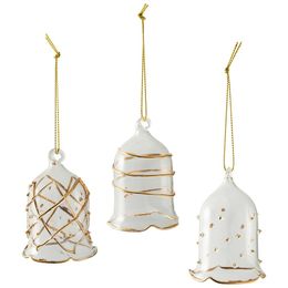 Villeroy & Boch Weihnachtsfigur VILLEROY & BOCH, gold, Dekofiguren, "Glasglocken Winter Collage Accessoires 19,5 x 19,5 x 18,5 cm 3er Set gold"