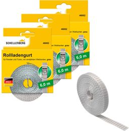 Schellenberg Rollladengurt "Mini 14 mm, 6 m, zur Bedienung eines Rollladens mit Gurtwickler", B/L: 1,4cm x 600cm, 3 Stk., grau, Seile, Gurtband in