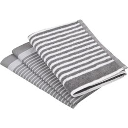 Geschirrtuch Ross, silber, 100% Baumwolle, 50% Baumwolle, 50% Leinen, Geschirrt&uuml;cher, "Exclusiv", 1x K&uuml;chen-Frottiertuch 50x50 cm Streifen u. 2x