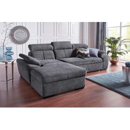 Ecksofa, B:280cm H:77cm T:170cm, grau, exxpo - SOFA FASHION, Wohnzimmer, Sofas, "Salerno, inkl. Arm-& Kopfteilverstellung, bequem, Breite 280cm,