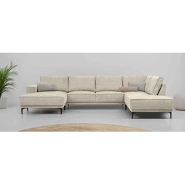 Wohnlandschaft OTTO HOME, B:345cm H:85cm T:210cm, beige, 100% Polyester, Sofas, "XXL Sofa Oland, Struktur, Flachgewebe, Luxus-Microfaser, Boucle",
