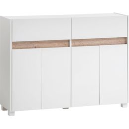 Unterschrank Schildmeyer, B:112,2cm H:84,8cm T:33cm, wei&szlig;, FSC-zertifizierter Holzwerkstoff, Schr&auml;nke, "Cosmo, Kommode, melaminharzbeschichtet, Made