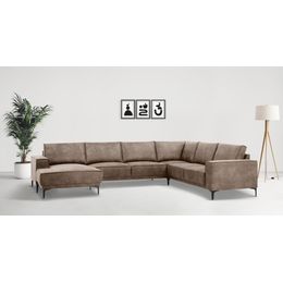 Wohnlandschaft OTTO HOME, B:342cm H:85cm T:260cm, grau, 100% Polyester, Sofas, "XXL Sofa Oland, Struktur, Flachgewebe, Luxus-Microfaser, Boucle",