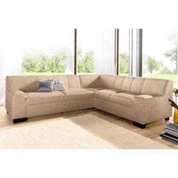 Ecksofa DOMO collection, B:247cm H:74cm T:212cm, beige, Microfaser PRIMABELLE (100% Polyester);Kunstleder SOFTLUX;Struktur (90% Polyester, 10%