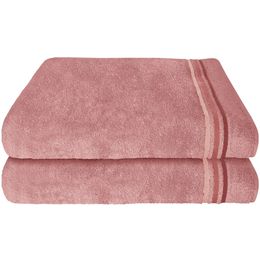 Duscht&uuml;cher Schiesser, B:70cm L:140cm, rosa, Frottier, Frottier, Handt&uuml;cher, "Skyline Color aus 100 % Baumwolle mit eleganter Streifenbord&uuml;re", MADE