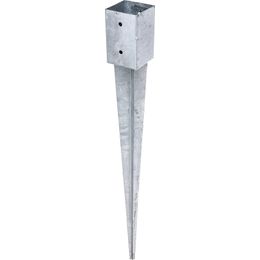 Alberts Einschlag-Bodenh&uuml;lse, &Oslash; 11mm, grau, Bodenanker, feuerverzinkt, 91 x 91 mm, Gesamtl&auml;nge 900 mm
