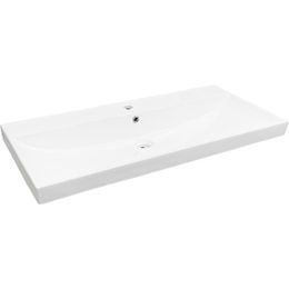 Einbauwaschbecken Welltime, B:101cm H:16,5cm T:46cm, wei&szlig;, Keramik, Waschtische, "Trento Deluxe", Mit Nano Glasur in 61,81,101cm erh&auml;ltlich.