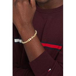 Tommy Hilfiger Damen Armband "BRUCE CHAIN", 19cm, Edelstahlgelbgoldfarben, blau, wei&szlig;, rot, Edelstahl, Armb&auml;nder