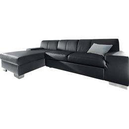 Ecksofa DOMO collection, B:248cm H:74cm T:150cm, schwarz, Softlux-Kunstleder;Primabelle-Microfaser;Struktur (90% Polyester und 10% Polyacryl),