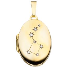 Jobo Damen Medallionanh&auml;nger "Anh&auml;nger Medaillon oval", Gelbgold 333, gold, Gelbgold 333, Schmuckanh&auml;nger, 333 Gold mit Zirkonia