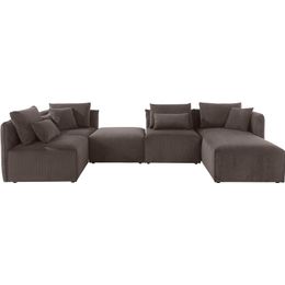 Wohnlandschaft OTTO HOME, B:340cm H:86cm T:172cm, braun, 92% Polyester, 8% Polyamid, Sofas, "Nöre U-Form", 5 Teile, in vielen Bezugsqualitäten und