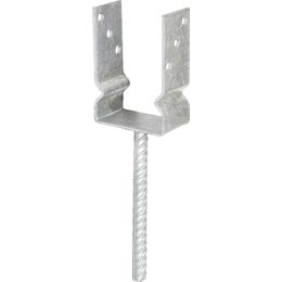 Alberts U-Pfostentr&auml;ger, B/H/T: 9,1cm x 15cm x 6cm, grau, Bodenanker, feuerverzinkt, lichte Breite 91 mm