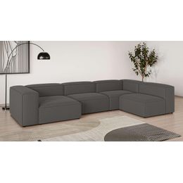 Wohnlandschaft OTTO HOME, B:360cm H:72cm T:200cm, grau, 100% Polyester, Sofas, "HAILY U-Form mit Ottomane links/rechts, Maße B/T/H: 360/200/72 cm",