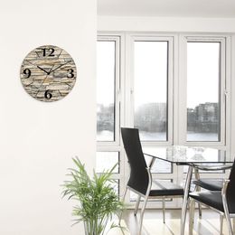 Wanduhr Artland, B:30cm H:30cm T:1,8cm, beige, Wohnzimmer, Wanduhren, "Braune alte Ziegelmauer", wahlweise mit Quarz- oder Funkuhrwerk, lautlos ohne