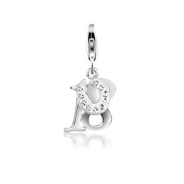 NENALINA Damen Charm-Einh&auml;nger "18 Hufeisen Gl&uuml;ck 925 Silber, mit Kristallen von Swarovski", mit Steinen, silber, Silber 925 (Sterlingsilber), Charms